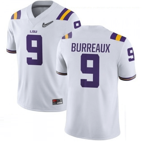 [Available Now] New Burreaux LSU Jersey #9 White Diamond
