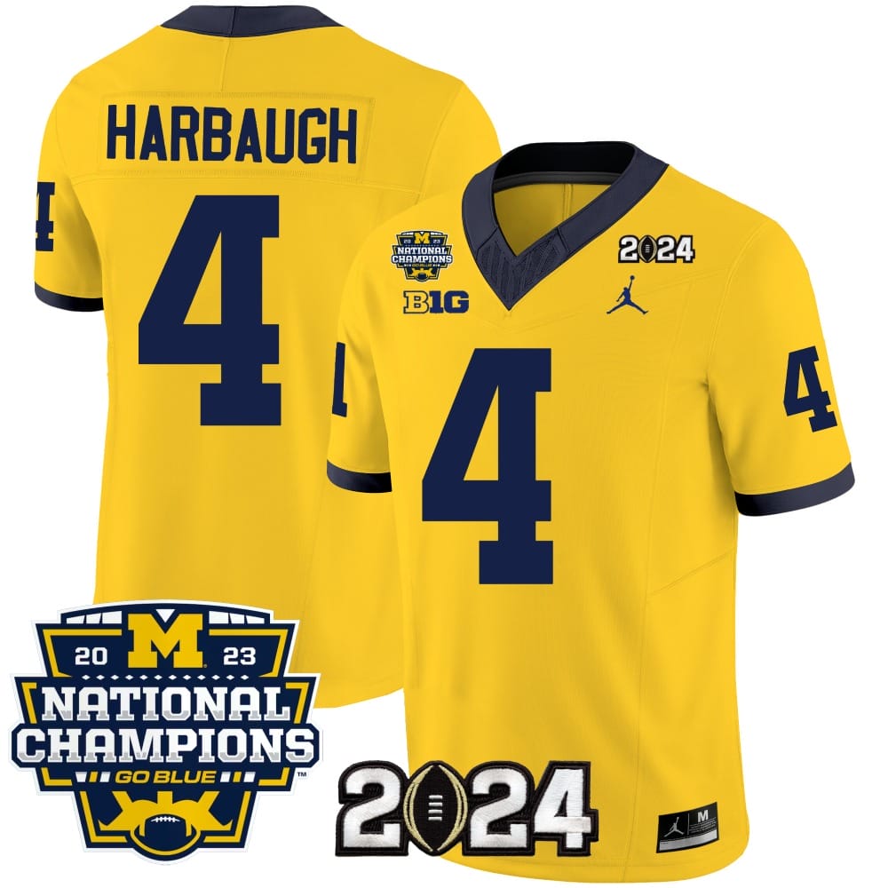[Available Now] Shop New Jim Harbaugh Jersey #4 Maize